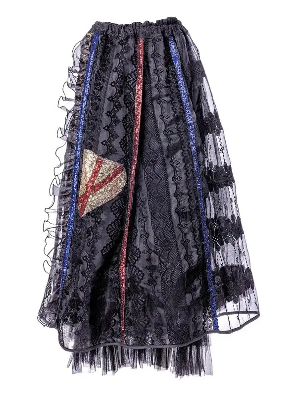 HARLOW LOVES DAISY Lalalu Lace And Chiffon Skirt - Black
