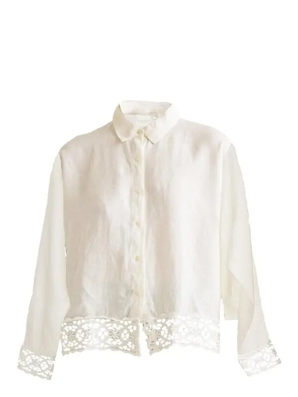 REISTOR Button-down Shirt With Lace Detailing - White
