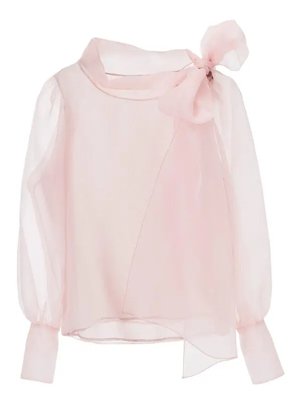 LITA COUTURE Organza Silk Blouse - Orange