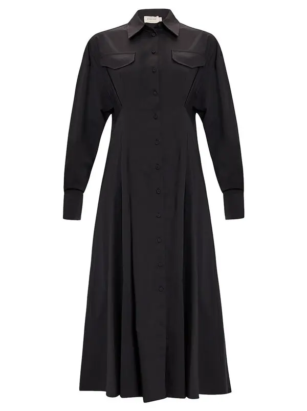 EXQUISE Slim Shirt Dress - Black