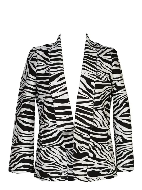 JENNAFER GRACE Zebra Print Shawl Collar Blazer - Black/white
