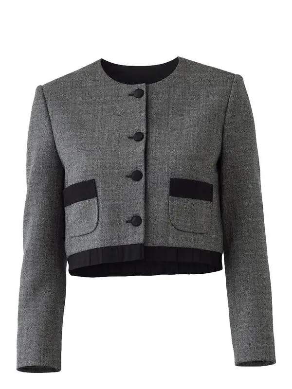 EXQUISE Regular Fit Cropped Amias Jacket - Grey