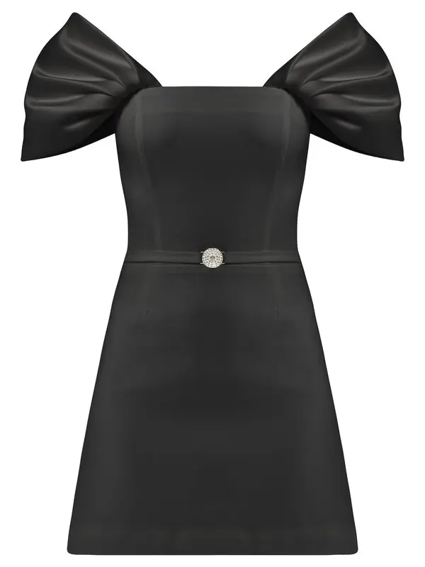 TIA DORRAINE Mirage Off-shoulder Mini Dress - Black