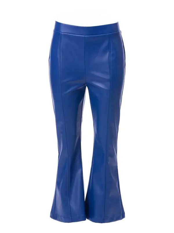 CARLOSLINES Pu Leather Flare Pant - Blue