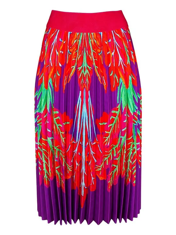 LALIPOP DESIGN Half Circle Pleated Midi Skirt - Purple/red