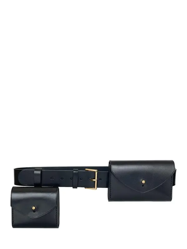HAUTE CUIR Double Micro Belt Bag With Detachable Pouches - Black