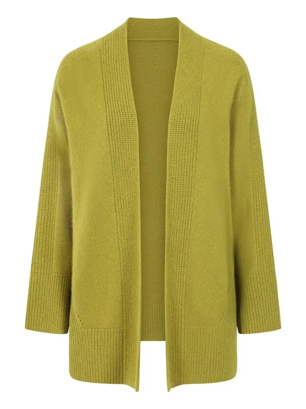 LOOP CASHMERE Ribbed Edge To Edge Cashmere Cardigan - Green
