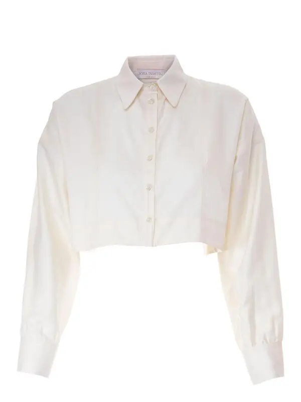 SOFIA TSERETELI Cropped Cotton Shirt - White