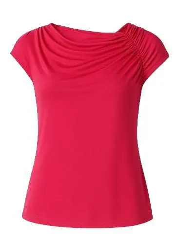 CONQUISTA Draped Shoulder Top - Red
