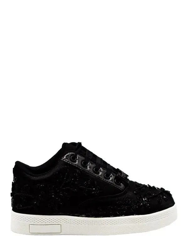 RETTROSE Natalia Embellished Satin Sneakers - Black