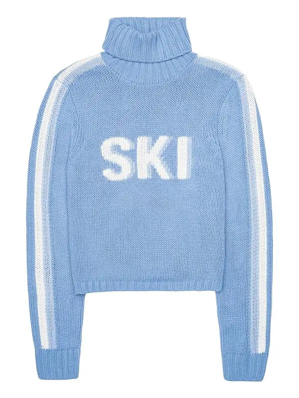 ELLSWORTH + IVEY Cropped Jade Turtleneck Sweater - Blue
