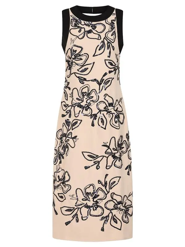 FROCK AND FRILL Floral Sequin Midi Dress - Black