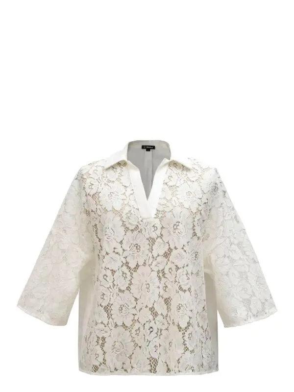 SMART AND JOY Lace And Cotton Blouse - White