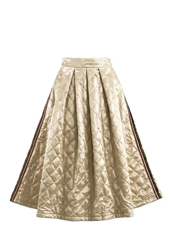 L2R THE LABEL Embellished Quilted Cloud Yurika Skirt - Gold