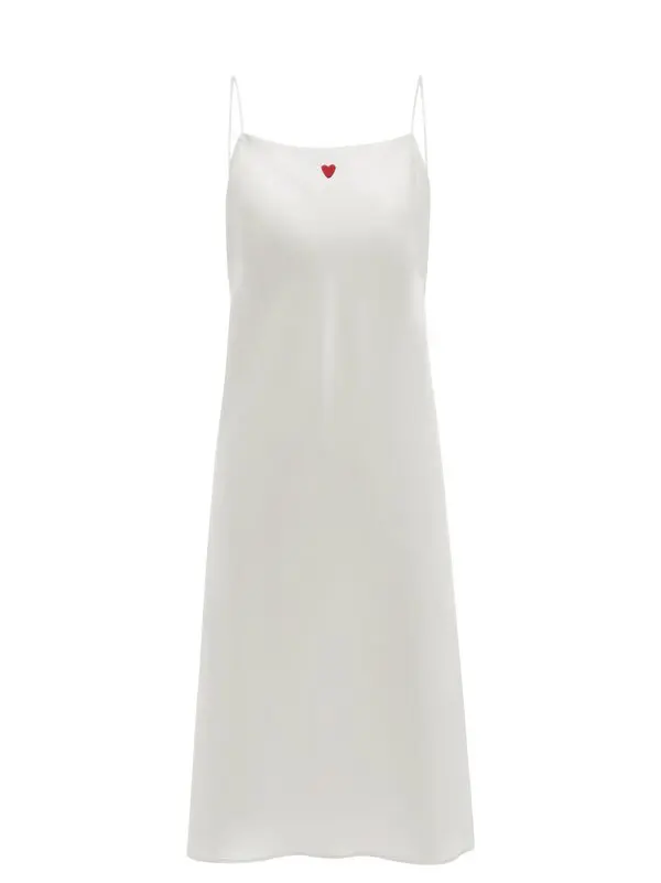 Not Just Pajama Little Heart Silk Slip Dress - White