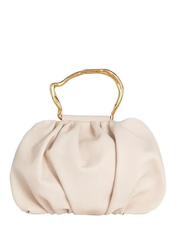 CARNEVALE Victoria Cream Bag With Asymmetrical Handle - Gold/white