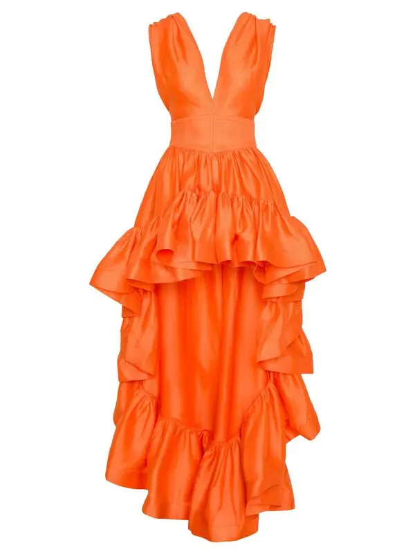OFUURE Linen Ama Hi-low Dress - Orange