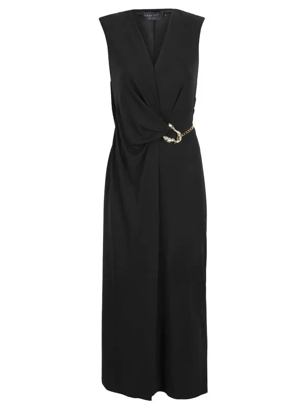 EXQUISE Chain Detail Midi Dress - Black