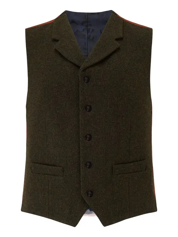 GUARDS LONDON Sherwood Tweed Wool Waistcoat - Green