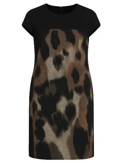 CONQUISTA Abstract Print Sack Dress With Pockets - Brown