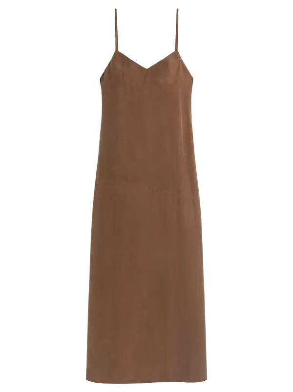 THINKING MU Cupro Dina Long Dress - Brown