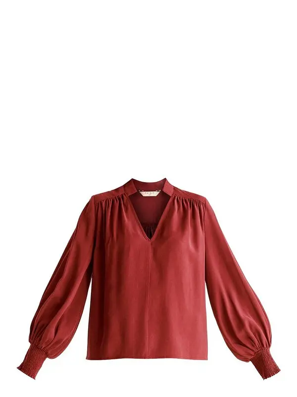 PAISIE V-neck Blouse With Gathered Detail - Red