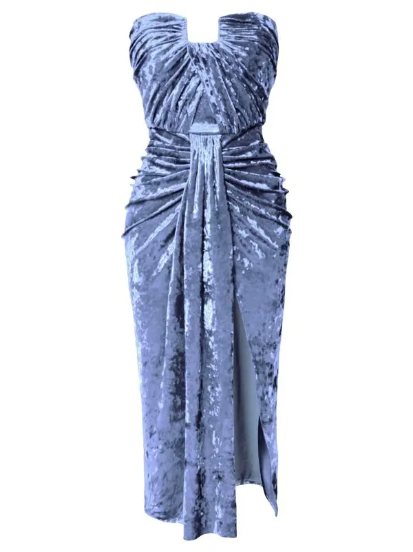 AGGI BY HALEWSKI Bella Forget-me-not Velvet Midi Dress - Blue
