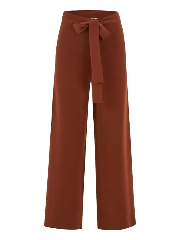 PERALUNA Bell Bottom Knit Trousers - Brown