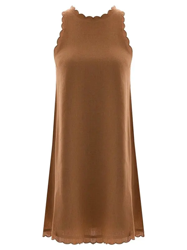 MONLICIA Calia Mini Linen Dress - Brown