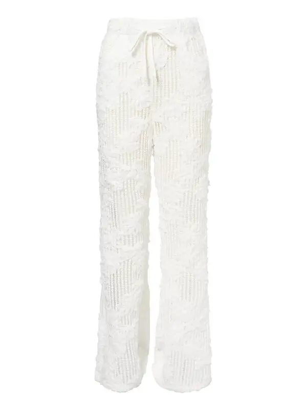AMY LYNN Cici Crochet Floral Lace Wide Leg Trousers - White