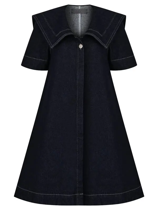 GOC DENIM Mini Dress With Sailor Collar - Blue