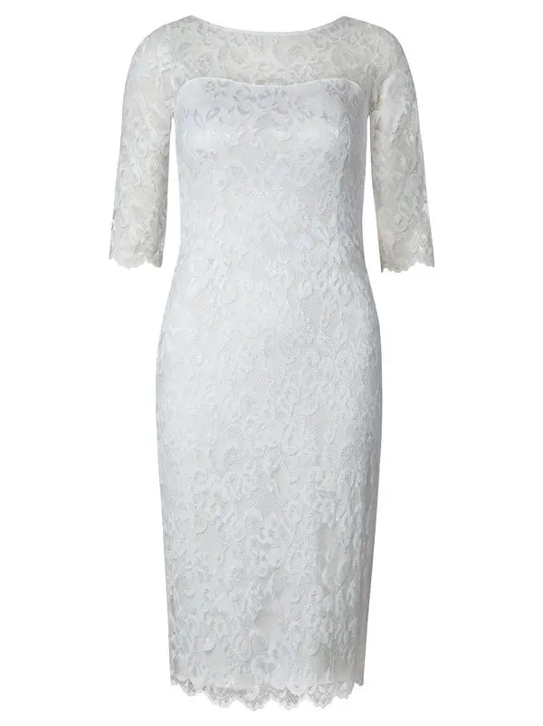 ALIE STREET LONDON Lila Lace Wedding Shift Dress - White