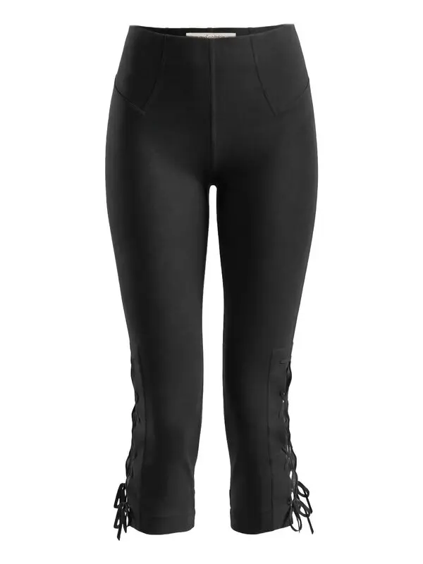 LOVE AND NOSTALGIA Sarah Lace Up Capri Leggings - Black