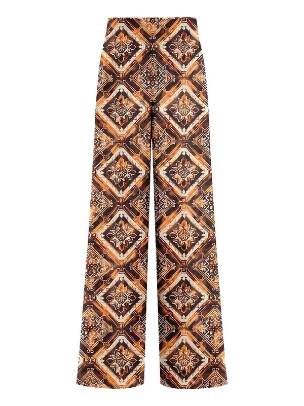 ALOHA FROM DEER Printed Wide Leg Pants - Brown