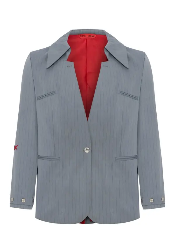 PCFG Striped Fitted Blazer - Grey