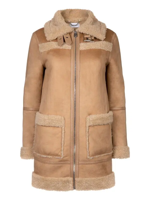 ISSY LONDON Faux Shearling Coat - Brown