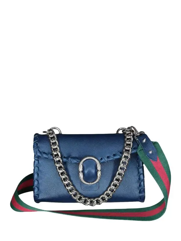 RUJ HERITAGE Saffiano Calfskin Mini Shoulder Bag - Blue