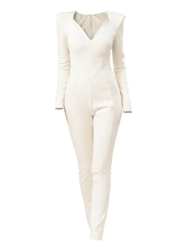 HARMONIA NY Dani Watanabe Minimalistic Eggshell Catsuit - White