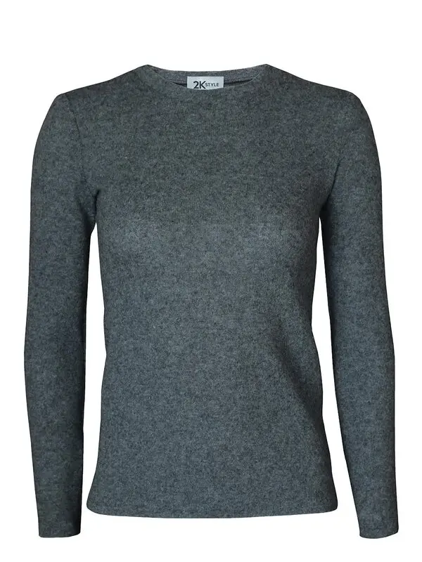 2KSTYLE Wool-blend Long Sleeve Top - Grey
