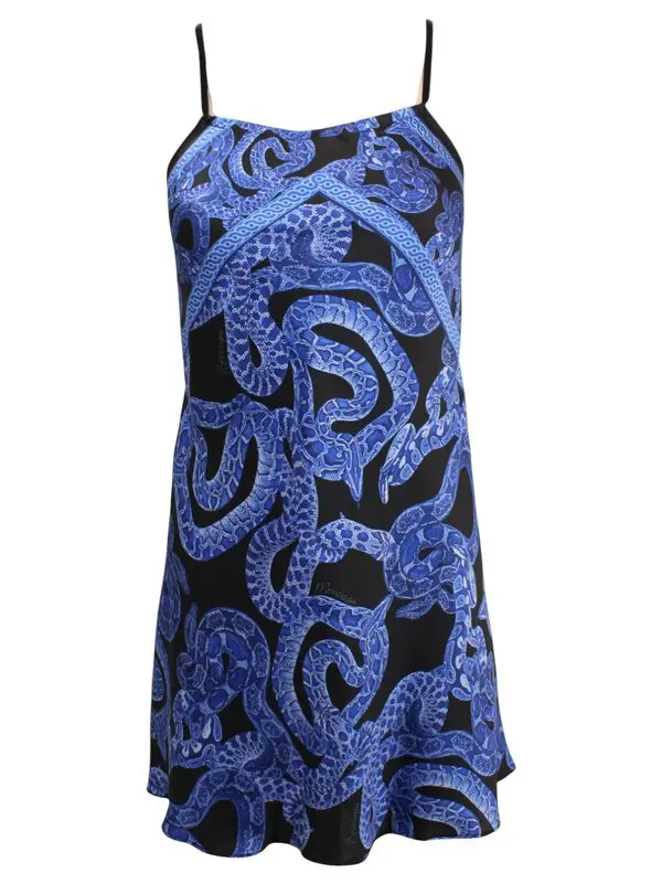 MONZLAPUR NEW YORK Silk Serpent Mini Dress - Blue