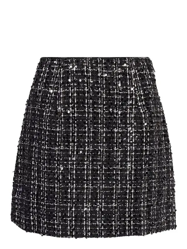 AMY LYNN Janette Sequin Tweed Mini Skirt - Black