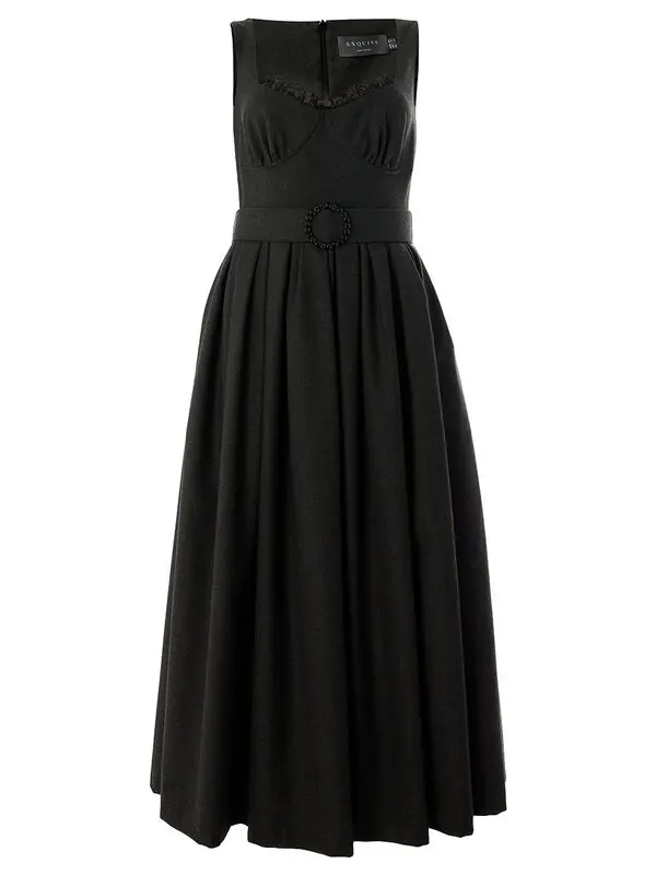 EXQUISE Fit-and-flare Midi Dress - Grey