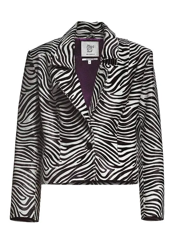 MAISON SEL Zebra Pony Hair Leather Blazer - Black/white