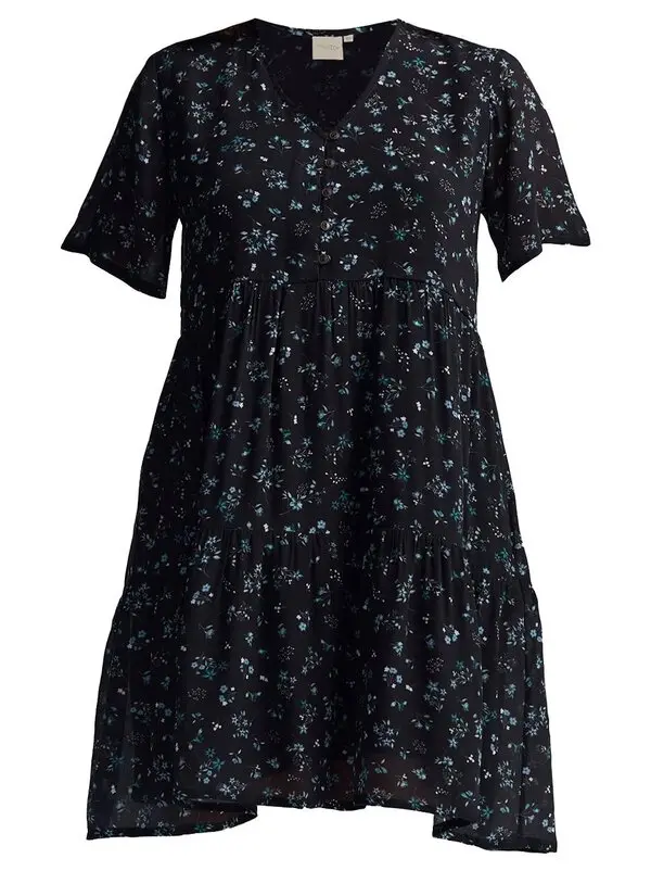 REISTOR Floral Short Tiered Dress - Blue