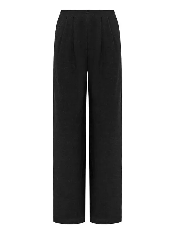 MANDRAGORA Linen And Viscose Wide Leg Trousers - Black