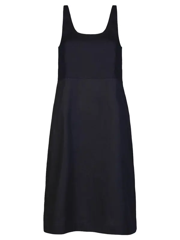 REISTOR Fitted Knee Length Cotton Dress - Black