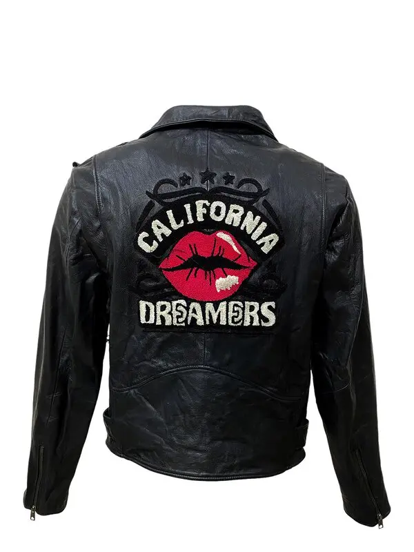 ZASTASTUDIO Dreamers Zipper Biker Leather Jacket With Chains - Black