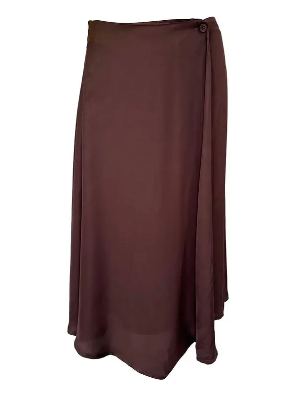 Haris Cotton Satin Viscose Wrap Skirt - Brown