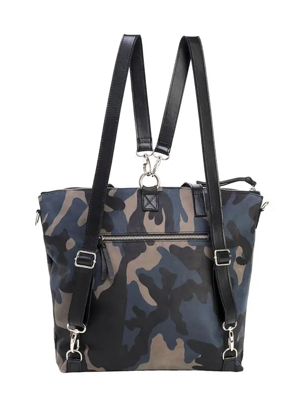 JUAN-JO Convertible Leather Backpack - Black/gray