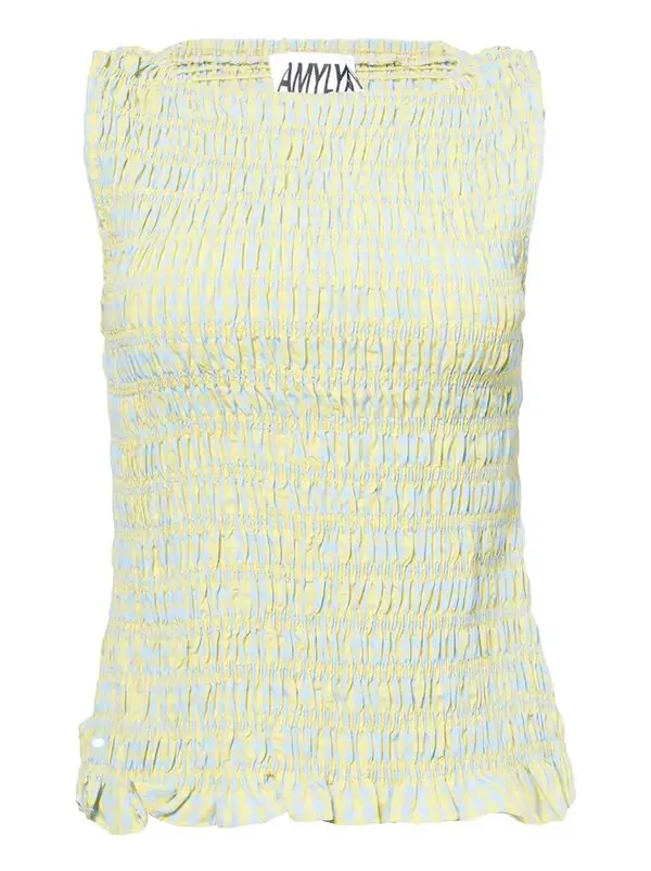 AMY LYNN Cotton Check Sleeveless Top - Blue/yellow